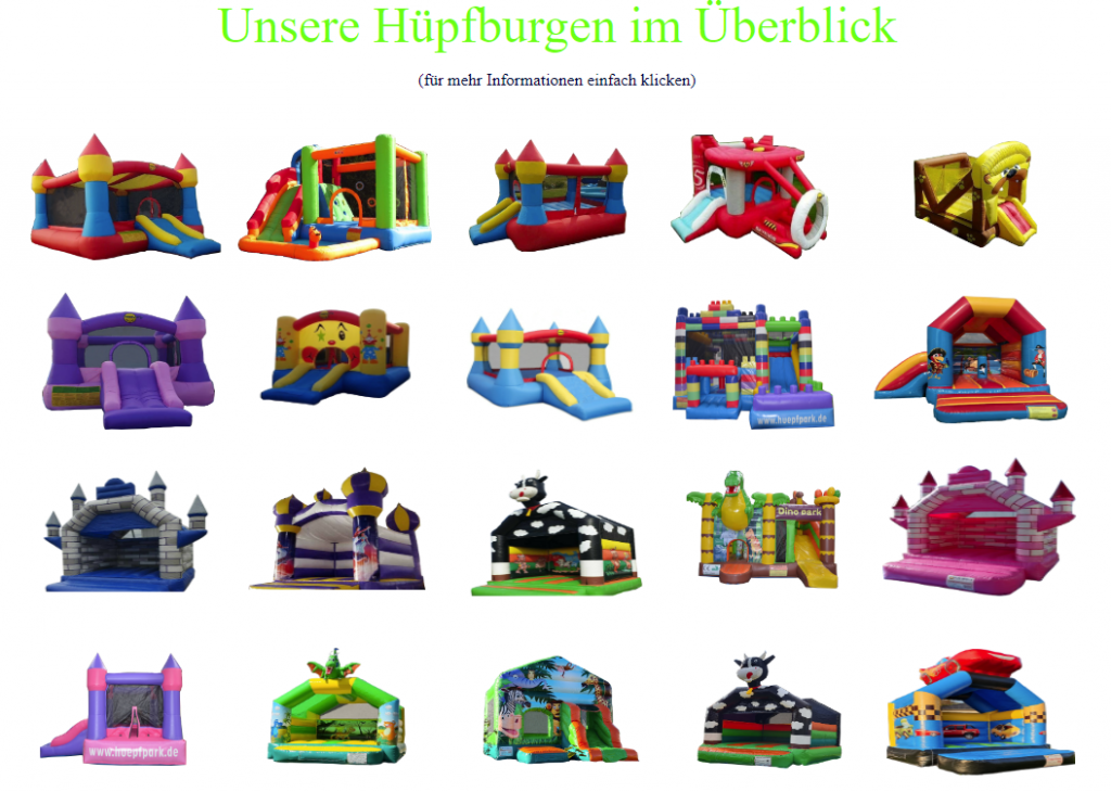Unsere Hüpfburgen - Huepfburgenverleih Weber